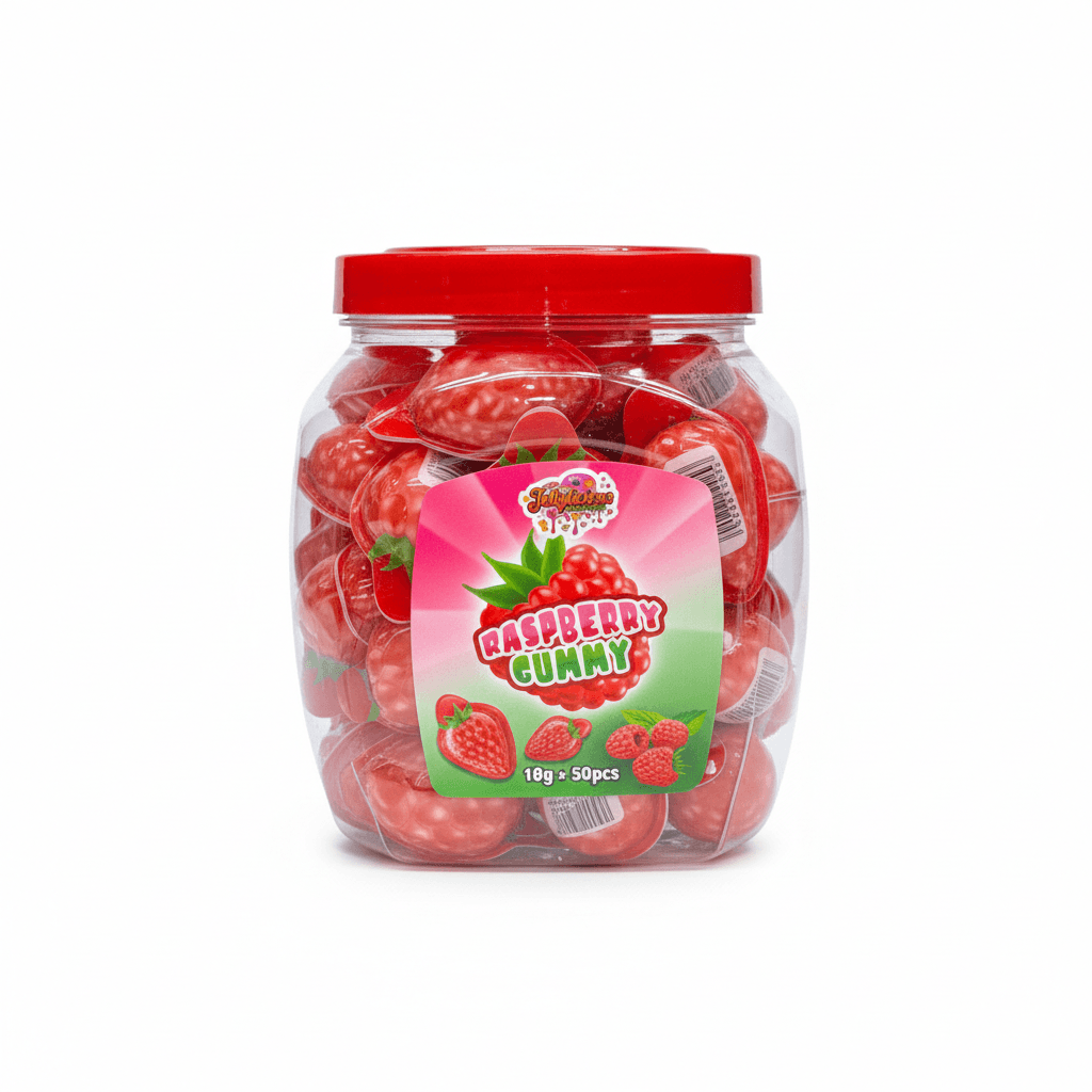 Jellylicious Raspberry Jelly Filled Gummy (50 x 18g) – Halal – The ...