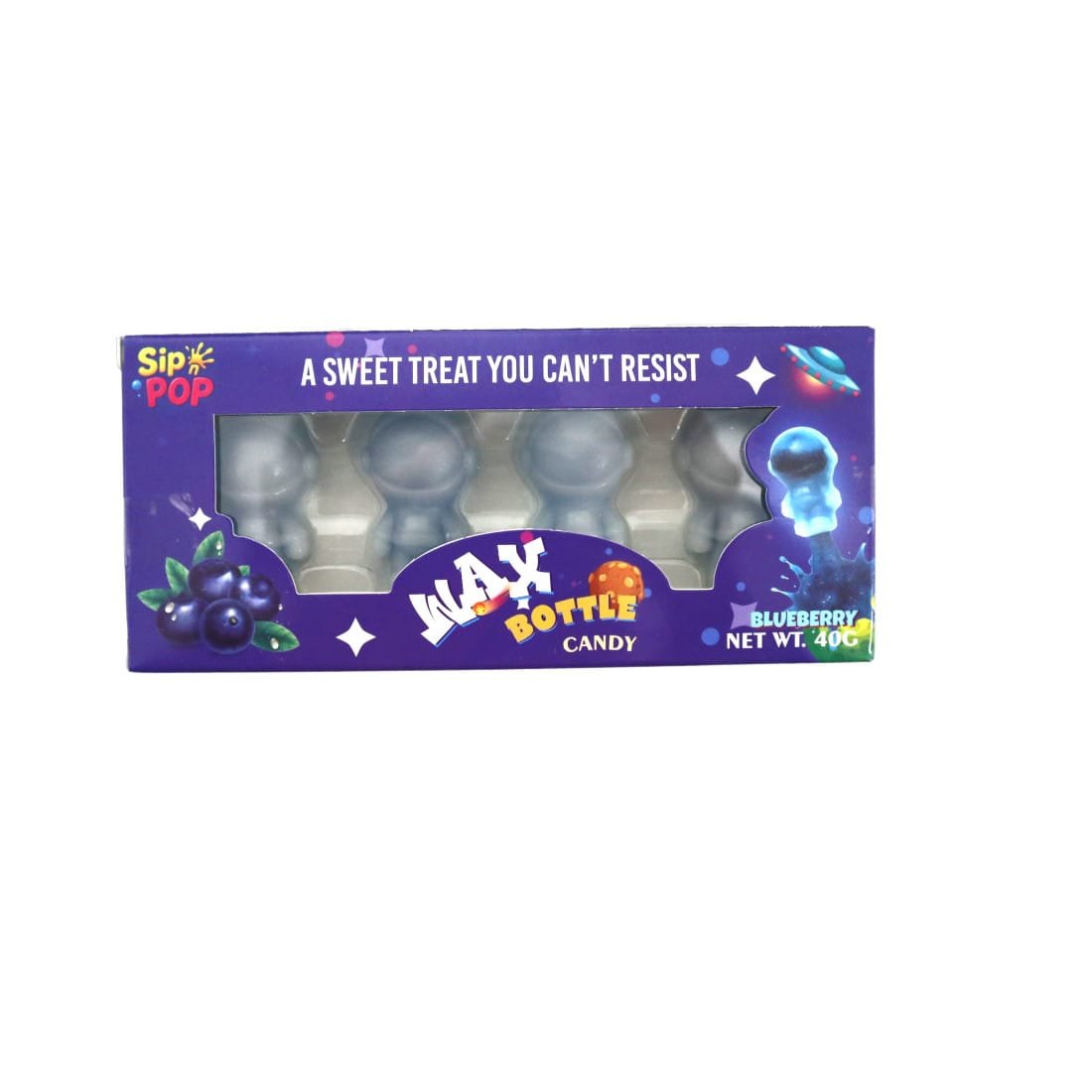 Sip n Pop Vegan Space Man Wax Candy Blueberry Flavour (12 x 40g) – The ...